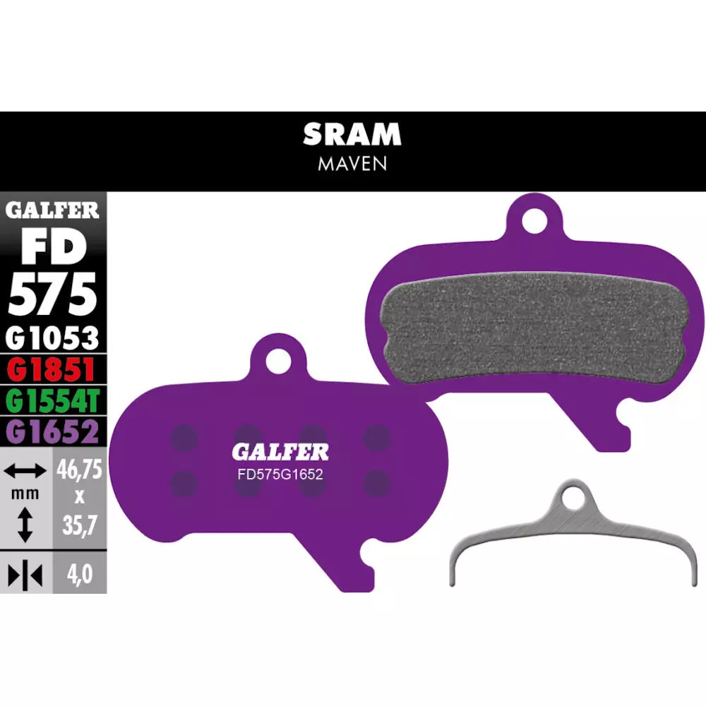 Galfer Disc Brake Pads for SRAM MAVEN MTB - FD575 G1652 Ebike Purple ...